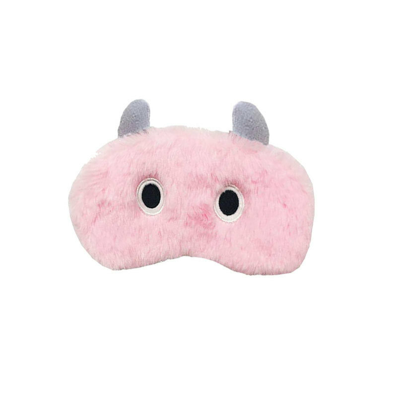 Милые маски для сна в виде монстров, плюшевая повязка на глаза в виде мультяшных животных, нежно-розовая маска для сна с рожками, светонепроницаемая повязка для глаз для детей, девочек и взрослых, удобный плюшевый козырек