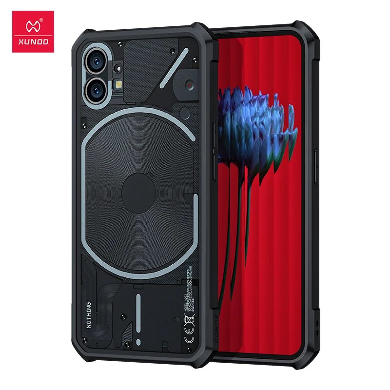 Nothing Phone 1 2 2a Чехол Чехол для телефона Xundd, противоударный прозрачный чехол-бампер для телефона, Black Clear, For Nothing Phone 1, 1 Piece Case