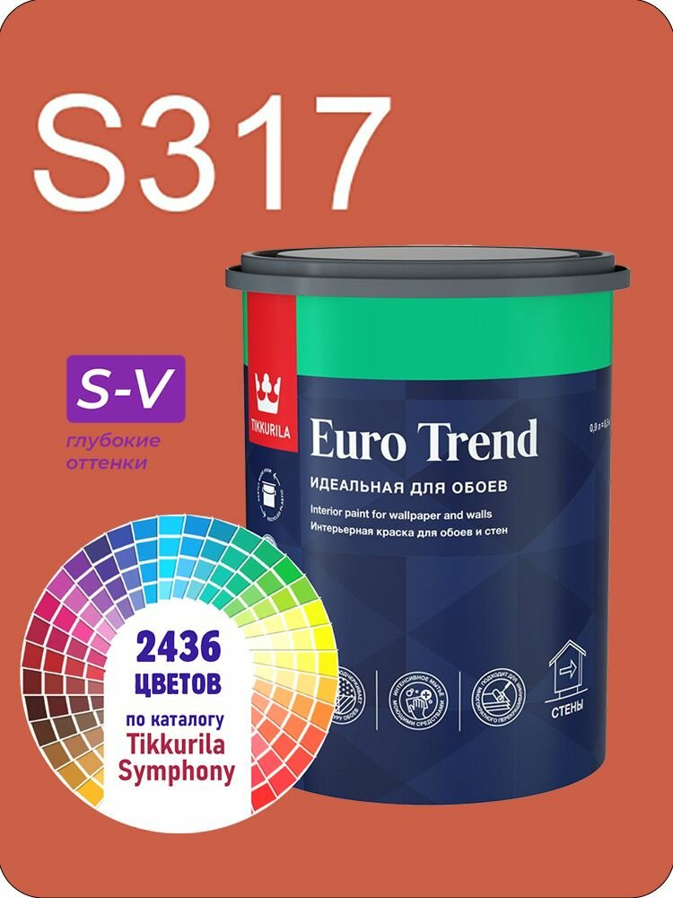 Краска для обоев Tikkurila Euro Trend 0,9л. глубокие оттенки S317