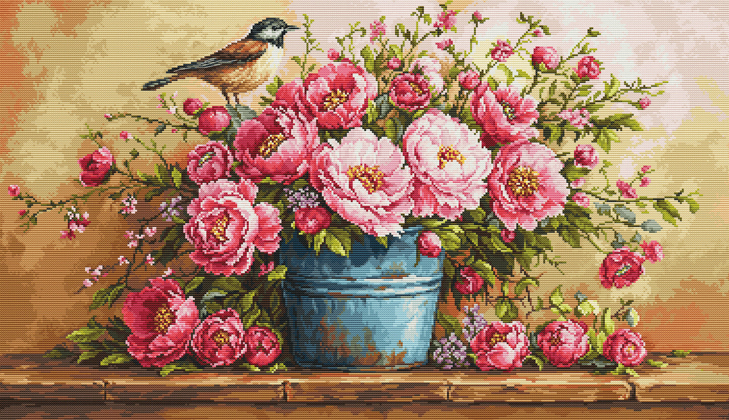 Набор для вышивания Luca-S B7055 Пышный букет цветов