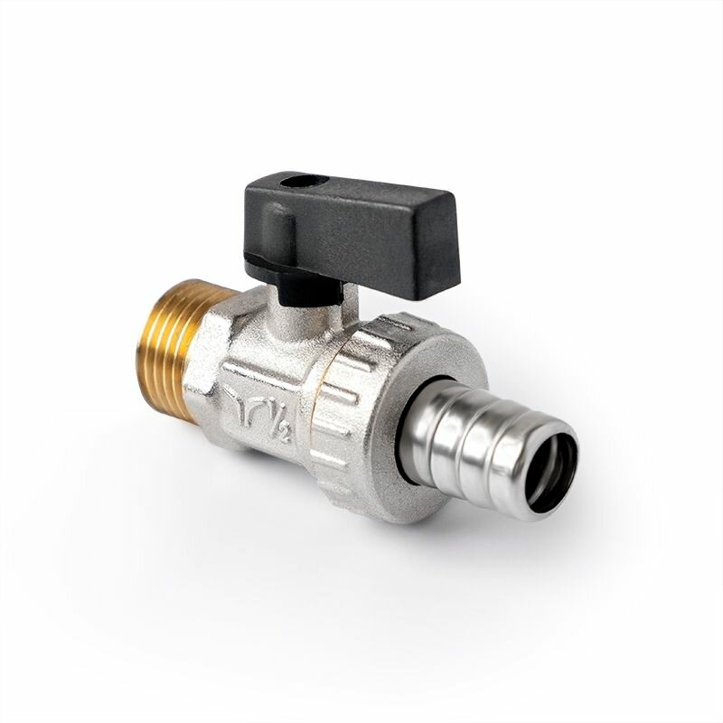 Кран шаровой латунный НР 1/2" дренажный со штуцером, Pro Aqua