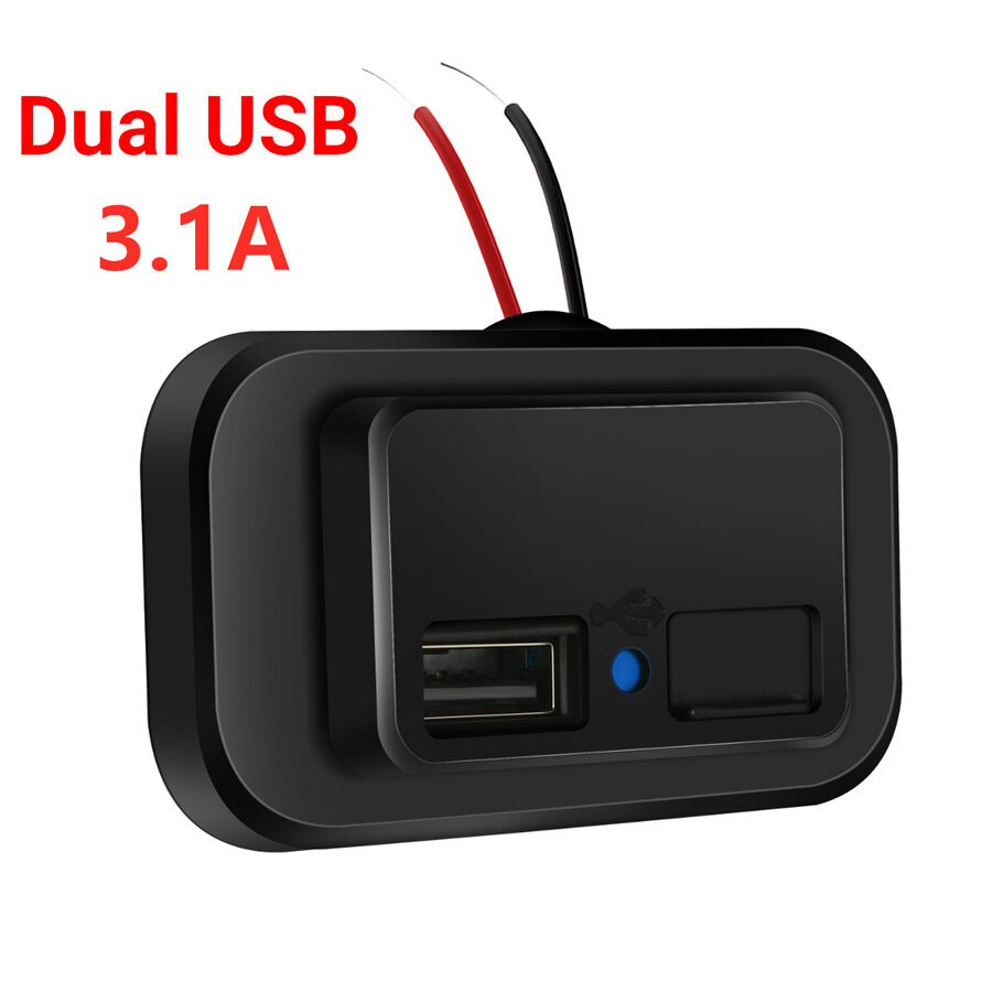 Двойная розетка USB-зарядки 3.1A 12В-24В для мотоцикла, автомобиля, грузовика, квадроцикла, лодки, автомобиля, автофурго