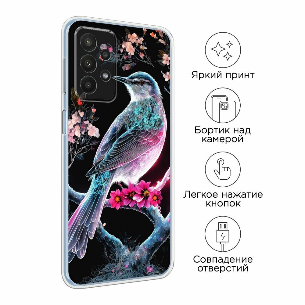 Чехол на Samsung Galaxy A23 / Самсунг Галакси А23 с принтом "Птица на цветущем дереве" — фото 1