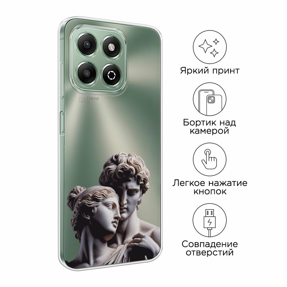 Чехол на Honor X6b / Хонор X6b с принтом "Нежные скульптуры - 14 февраля", прозрачный — фото 1