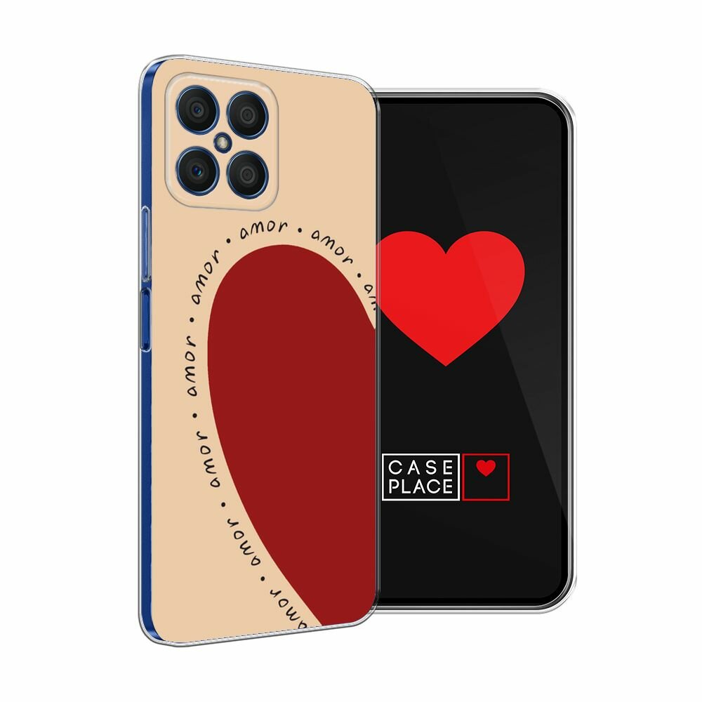 Чехол на Honor X8 / Хуавей X8 с принтом "amor heart 1 - 14 февраля" — фото 1