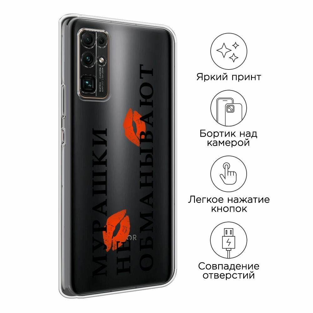 Чехол на Honor 30 / Хонор 30 с принтом "Мурашки не обманывают 1 - 14 февраля", прозрачный — фото 1