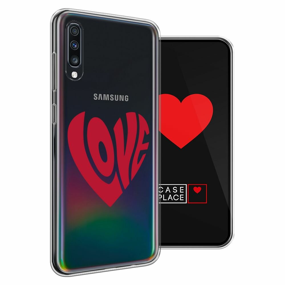Чехол на Samsung Galaxy A70 / Самсунг Галакси А70 с принтом "Love heart 2 - 14 февраля", прозрачный — фото 1
