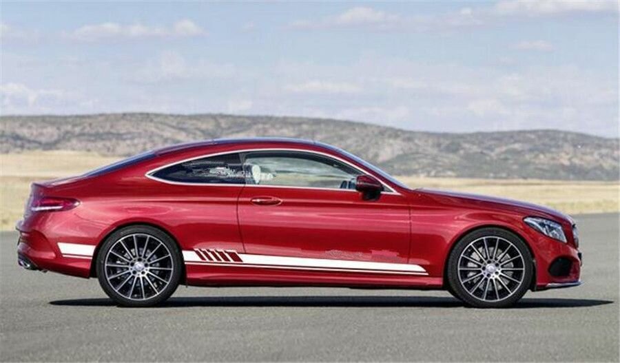 1 Пара Белых Гоночных Наклеек с Длинными Полосками, Графические Наклейки, Виниловые Наклейки для Боковой Части Кузова