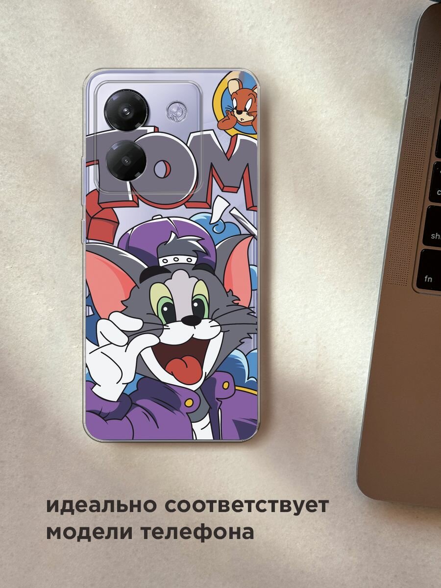 Чехол на Poco M7 Pro / Поко М7 Про с принтом "Том в кепке", прозрачный — фото 1