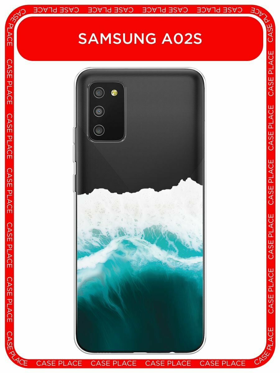 Чехол на Samsung Galaxy A02s / Самсунг Галакси A02s с принтом "Большая волна", прозрачный