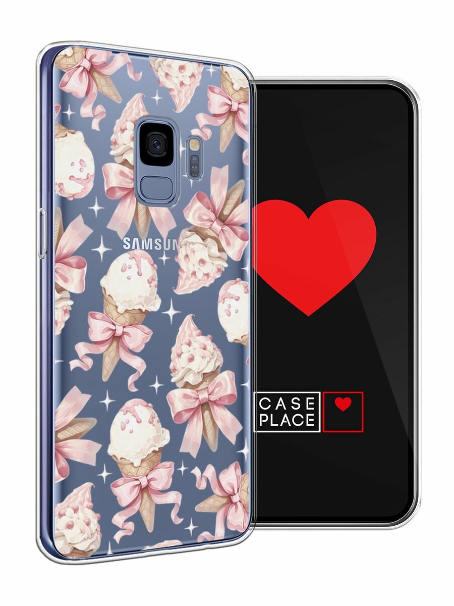 Чехол на Samsung Galaxy S9 / Самсунг Галакси С9 с принтом "Мороженое с бантиками", прозрачный — фото 1