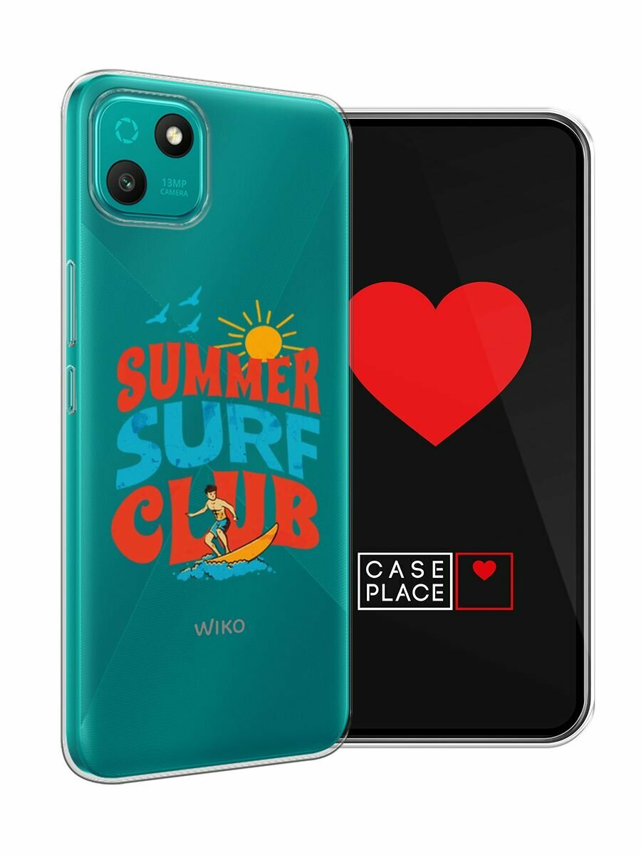 Чехол на Wiko T10 / Вико Т10 с принтом "Summer surf club", прозрачный — фото 1