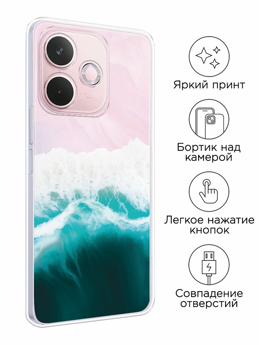 Чехол на Oppo A5 Pro / Оппо А5 Про с принтом "Большая волна", прозрачный — фото 1