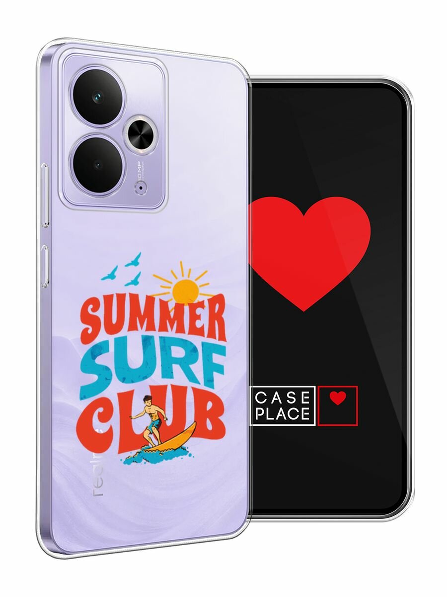 Чехол на Realme 14T / Реалми 14Т с принтом "Summer surf club", прозрачный — фото 1