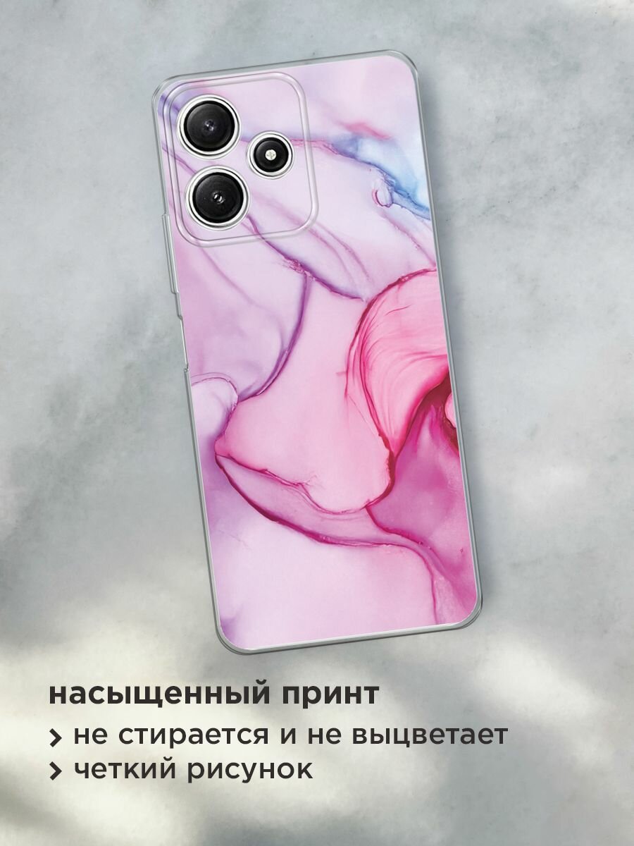 Чехол на Xiaomi Redmi 12 / Сяоми Редми 12 с принтом "Розовые мраморные разводы" — фото 1
