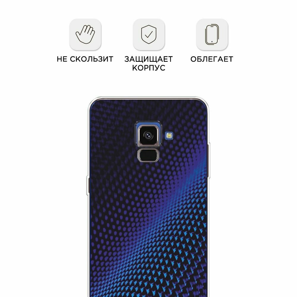 Чехол на Samsung Galaxy A8 2018 / Самсунг Галакси А8 2018 с принтом "Синий карбон" — фото 1