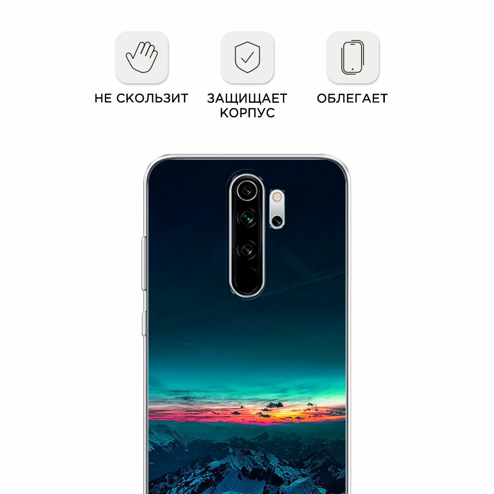 Чехол на Xiaomi Redmi Note 8 Pro / Сяоми Редми Нот 8 Про с принтом "Закат в горах" — фото 1