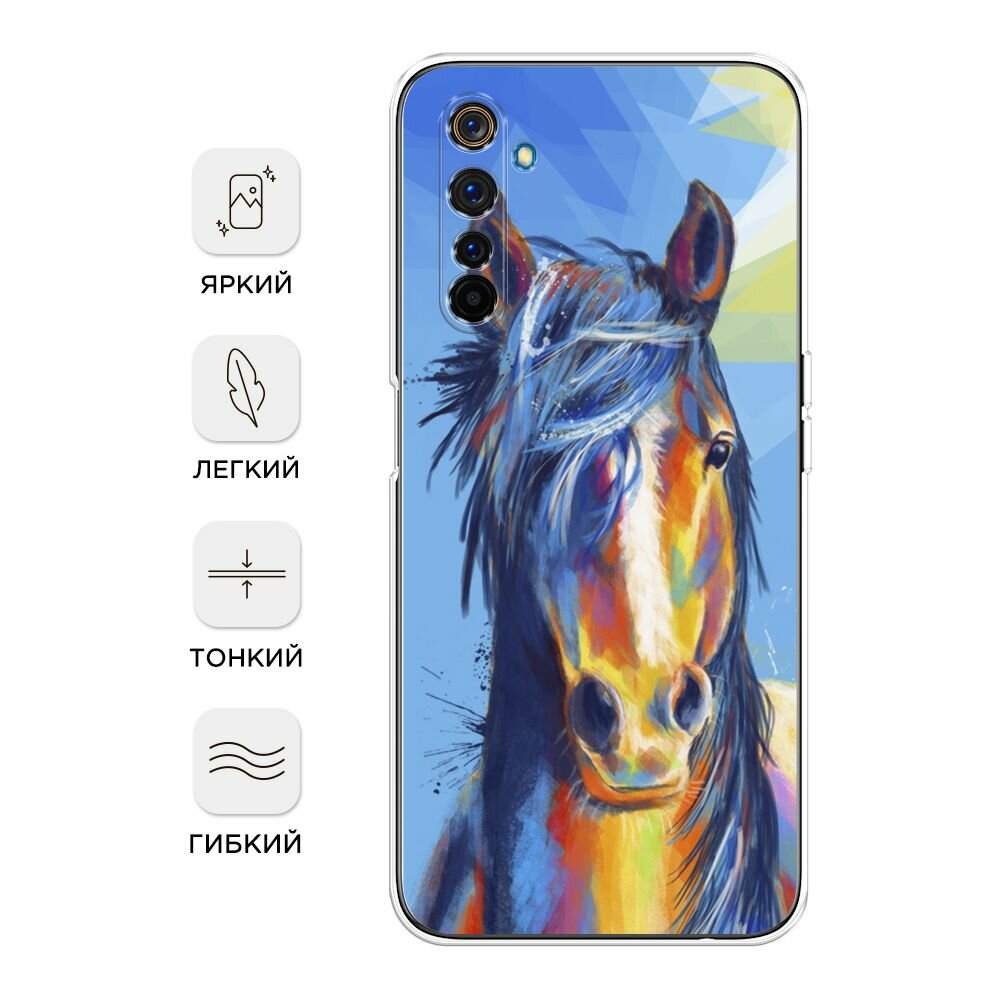 Чехол на Realme 6 Pro / Реалми 6 Про с принтом "Лошадь арт 3" — фото 1
