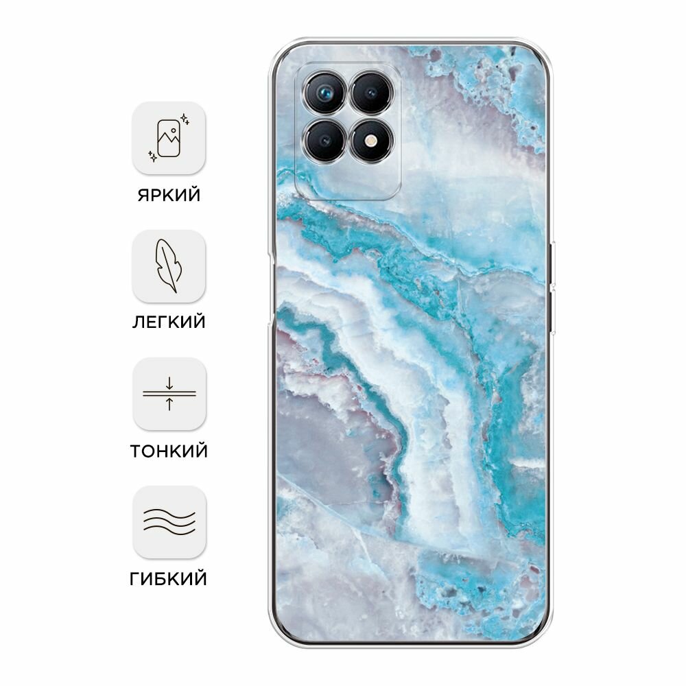 Чехол на Realme 8i / Реалми 8i с принтом "Нежно-голубой мрамор" — фото 1