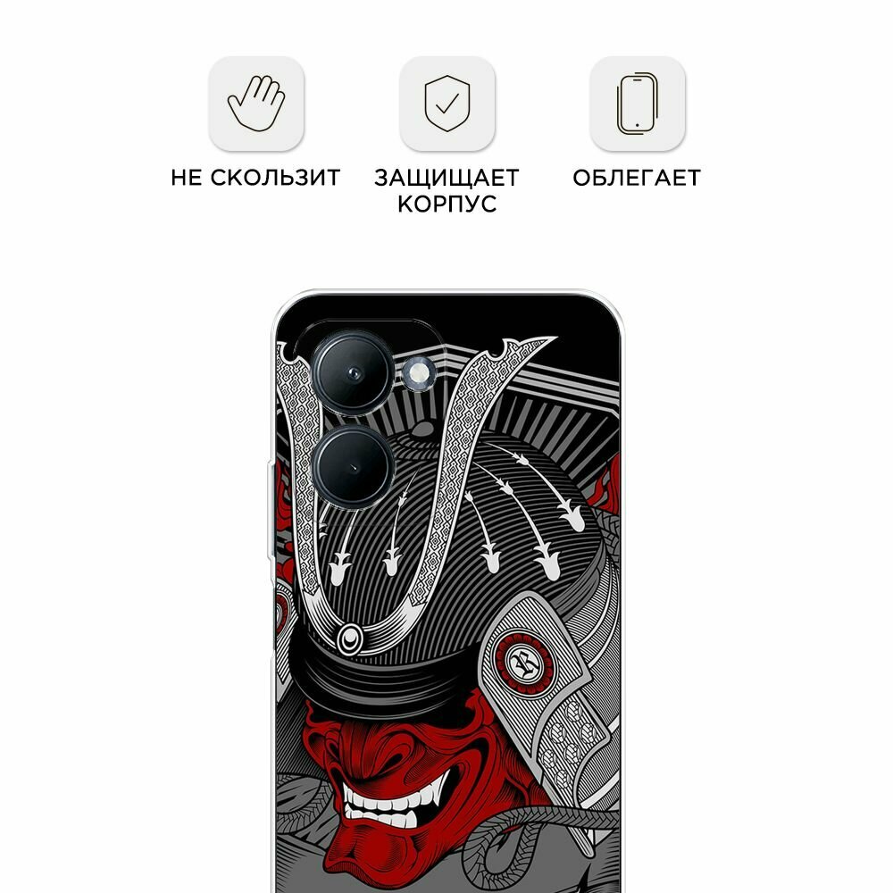 Чехол на Realme C33 / Реалми С33 с принтом "Красная маска самурая" — фото 1
