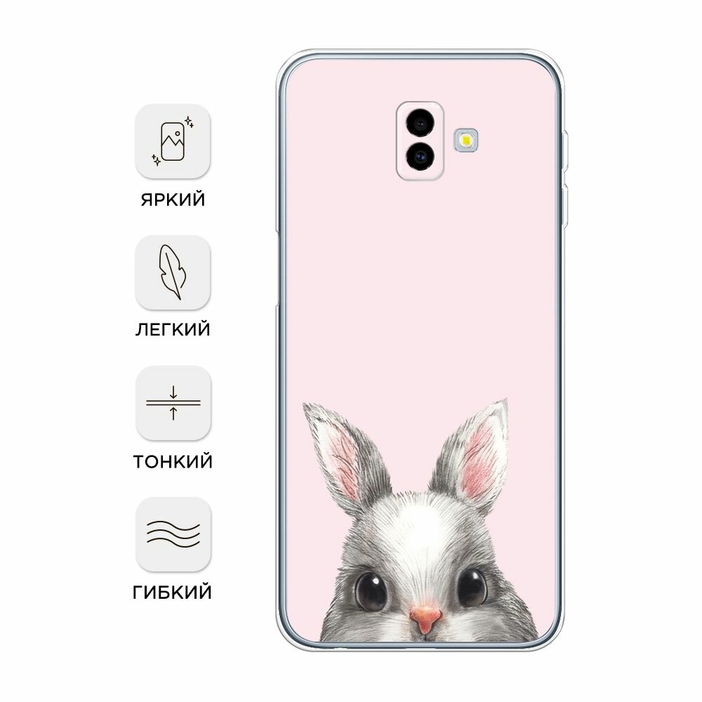 Чехол на Samsung Galaxy J6 + / Самсунг Галакси J6 Плюс 2018 с принтом "Карандашный кролик 1 - 8 марта" — фото 1