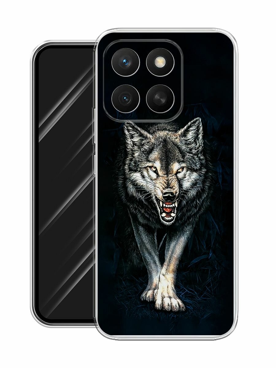 Чехол на Honor X8c / Хонор X8c с принтом "Злобный волк из ночи" — фото 1