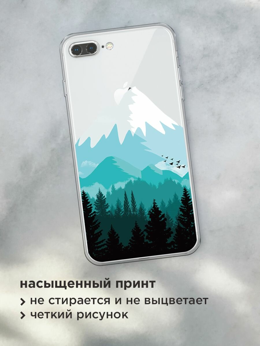Чехол на Apple iPhone 7 Plus / Айфон 7 Плюс с принтом "Синяя снежная гора", прозрачный — фото 1