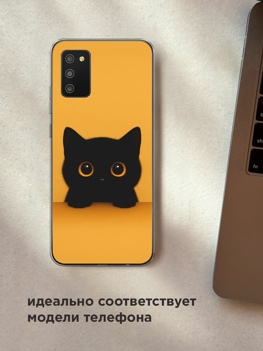Чехол на Samsung Galaxy A02s / Самсунг Галакси A02s с принтом "Контрастный котик" — фото 1