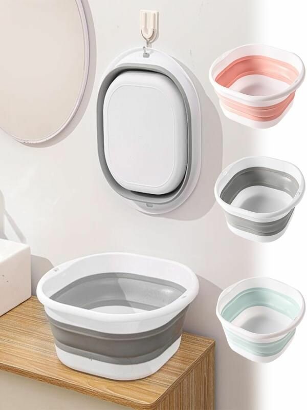 Ванночка для ног "footspa bucket", складная, серая, силикон, 23х24,5х17 см