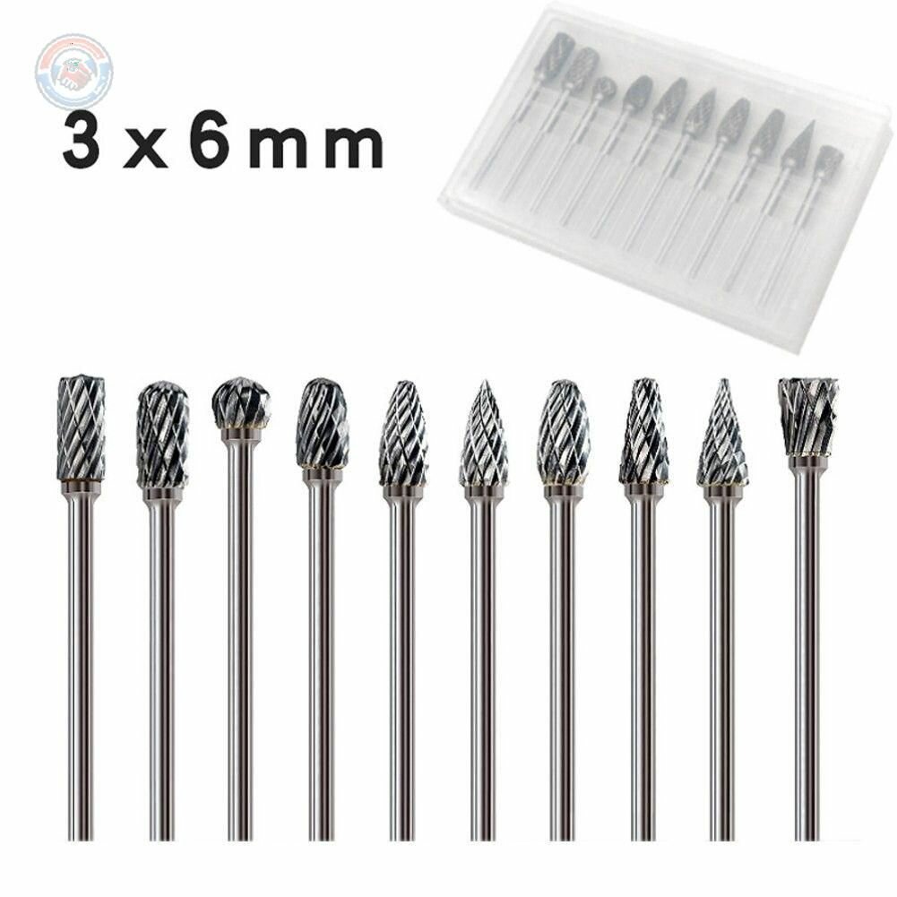 Фрезы из карбида вольфрама 5 шт, вращающиеся борфрезы для шлифовальной машины, сверла по металлу и дереву, набор твердосплавных фрез для гравировки ЧПУ