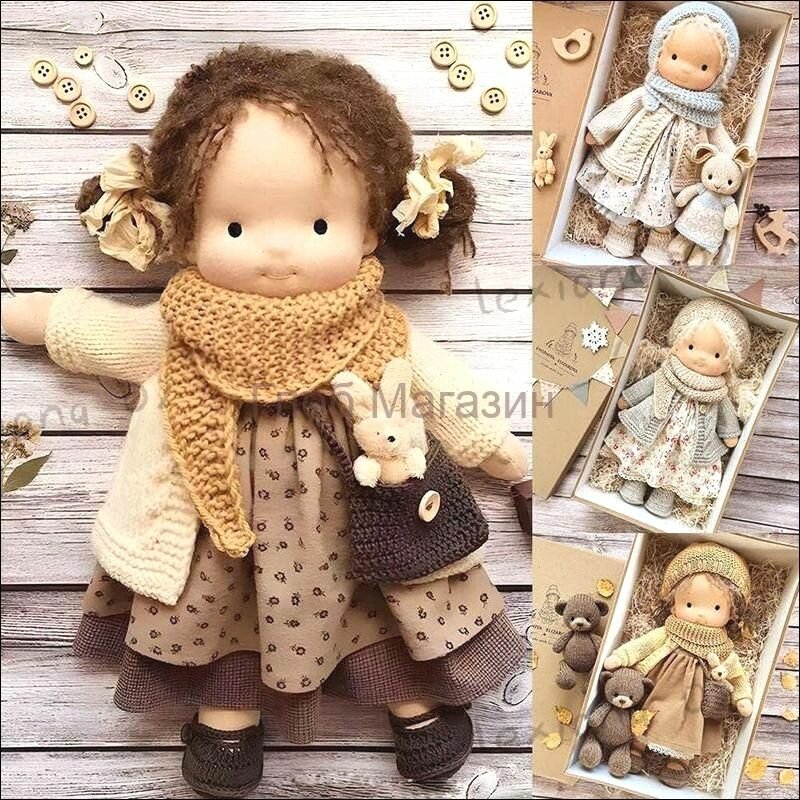 Вальдорфская кукла, 12-дюймовая плюшевая игрушка ручной работы, вязаный Рождественский подарок на день рождения ручной работы