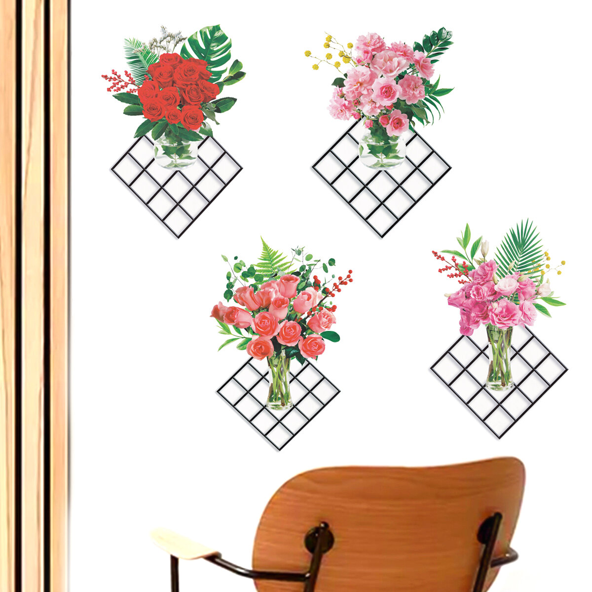 3D наклейки на стену "Суккуленты" — объемные, для кухни/спальни/балкона, декор без полива