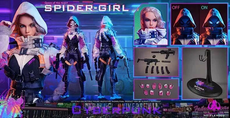 Elephant Toys 1/6 ELE9002 Cyberpunk Spider Girl фигурка, Spider Gwen Stacy человек паук фигурка
