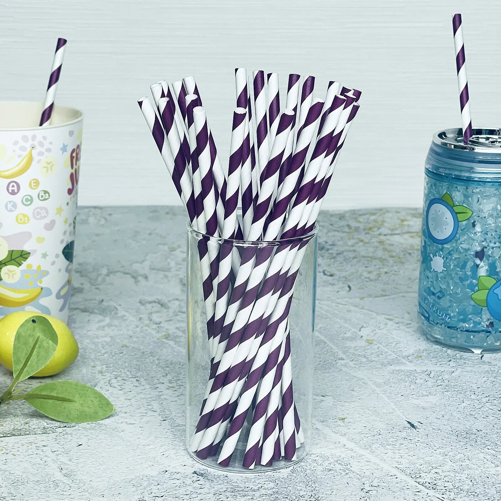 Трубочка для коктейля «Праздник» 19,5 см, d-6 мм, 25 шт, фиолетовая