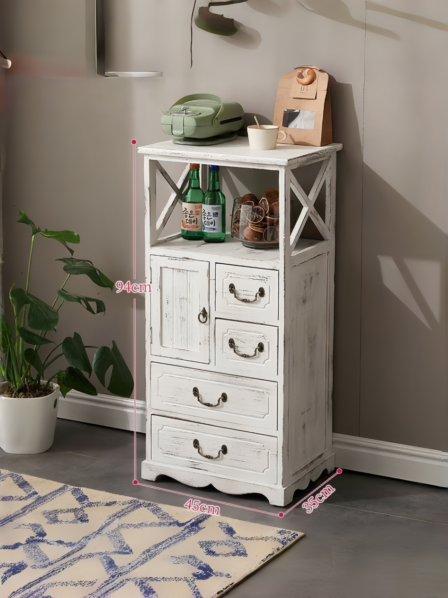 Комод из цельного дерева, простое хранение в стиле ретро, многослойный