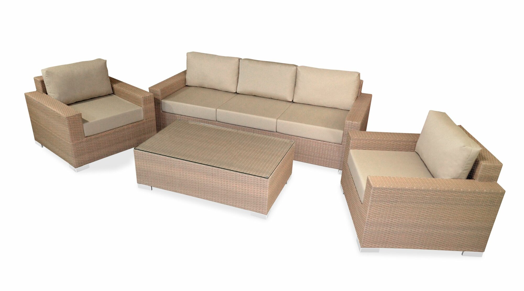 Комплект из искусственного ротанга Франкфурт, цвет бежевый капучино