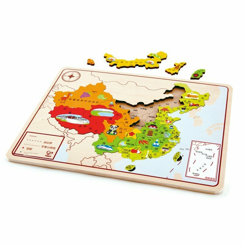 Hape деревянная географическая головоломка с картой Китая для детей 3-4 лет, образовательная игрушка