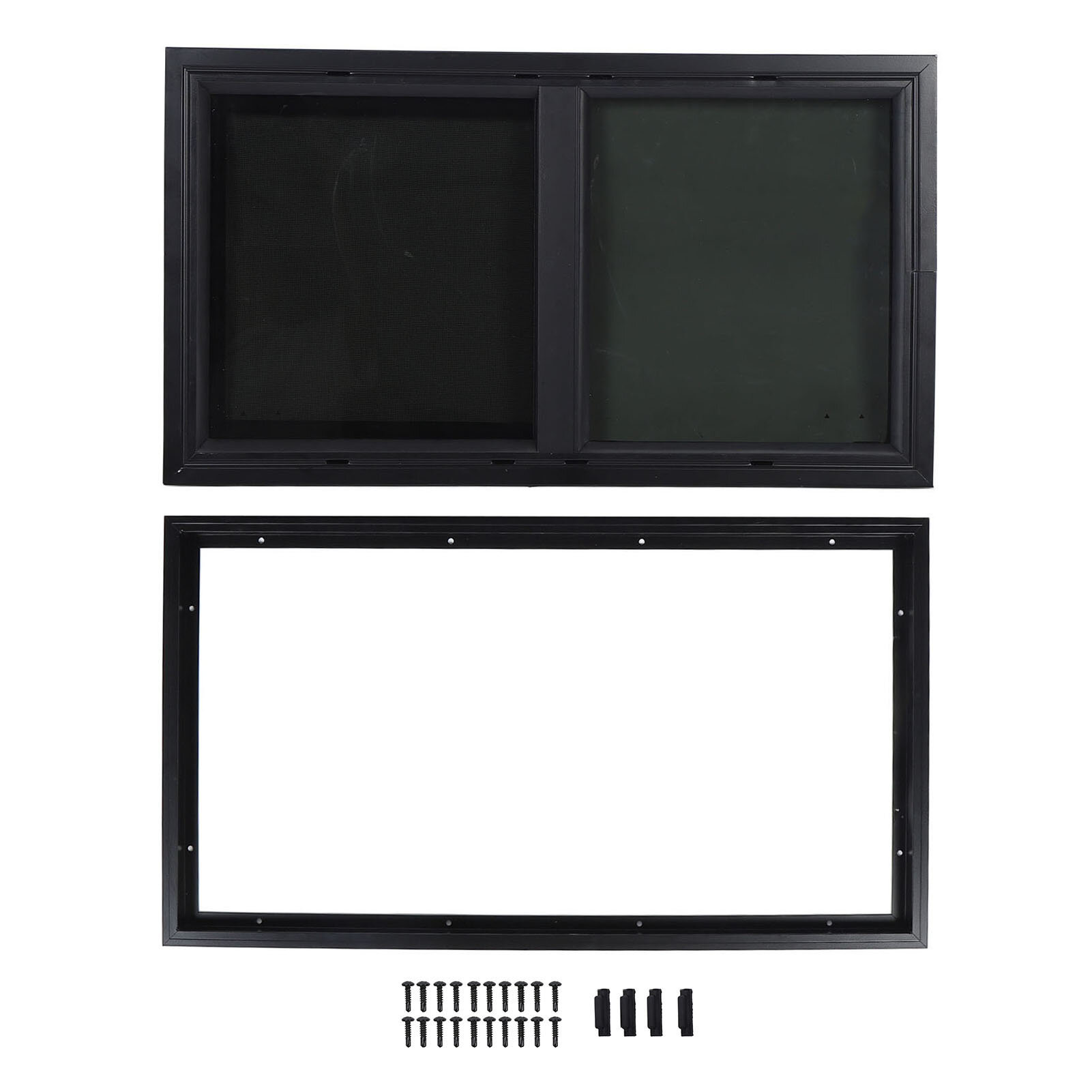 Горизонтальное раздвижное окно для автофургона 25,2 х 13,6 дюйма, водонепроницаемое тонированное окно для автофургона с сетчатым экраном для дома на колесах с прицепом для кемпинга, для стены толщиной 7 мм