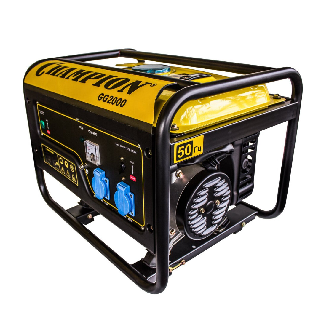 Генератор бензиновый Champion GG2000, черный/желтый, бак 15 л, 3.6 кВт/4.89 л. с, IP23, 3000 об/мин