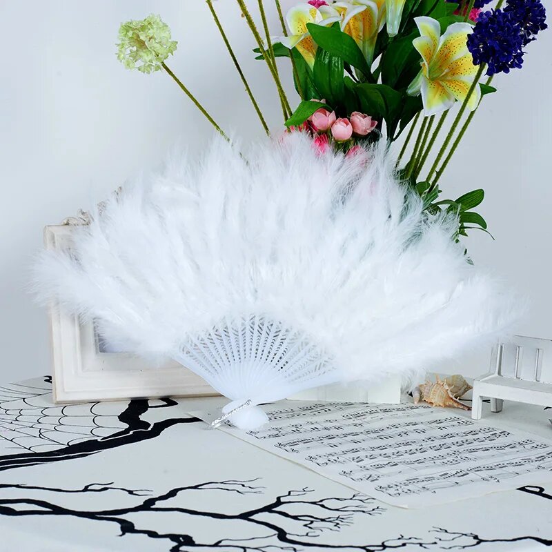 Складной веер из перьев Merylover Белый, white