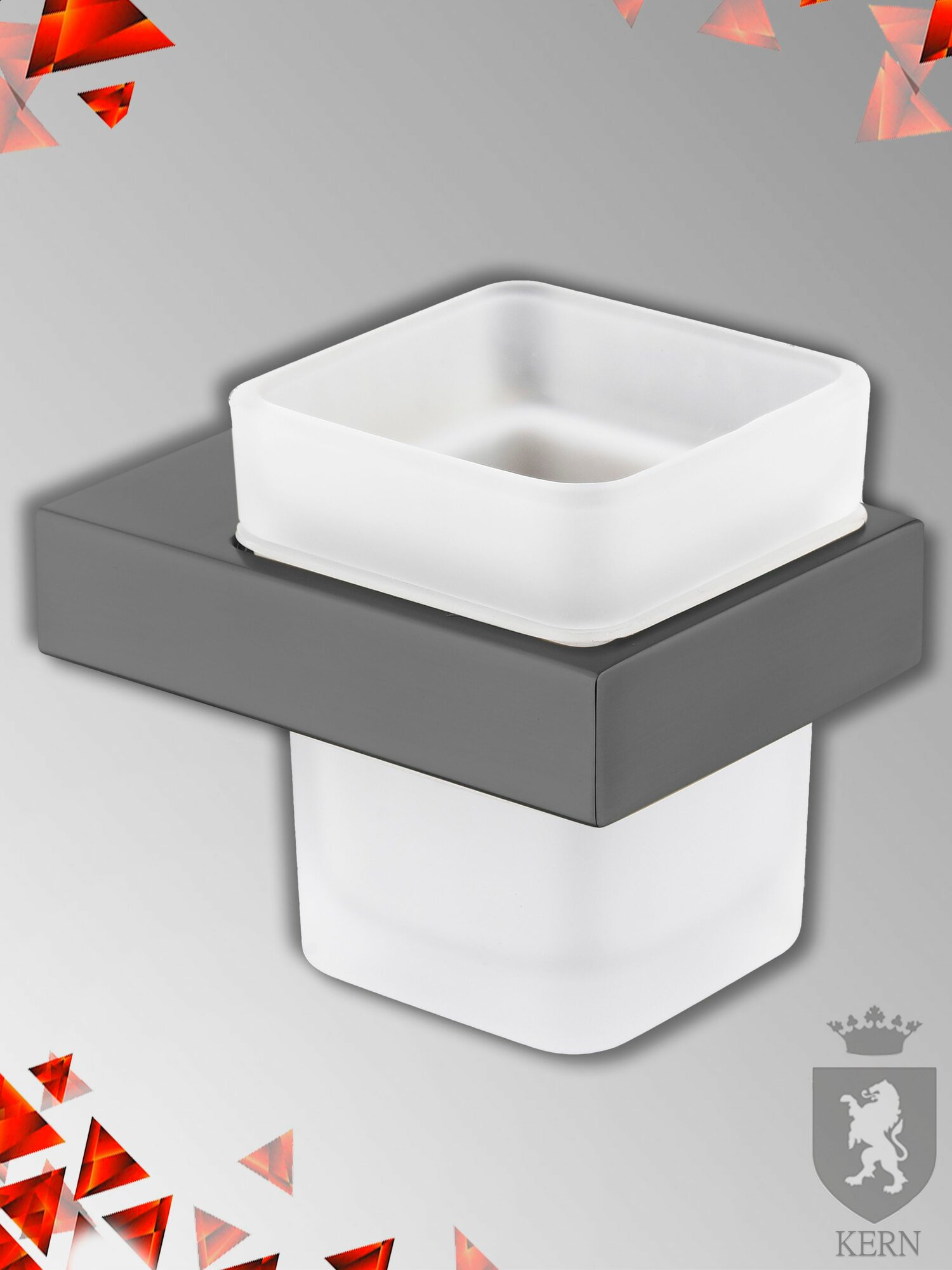 Настенный стеклянный стакан KERN 9505 вороненая сталь