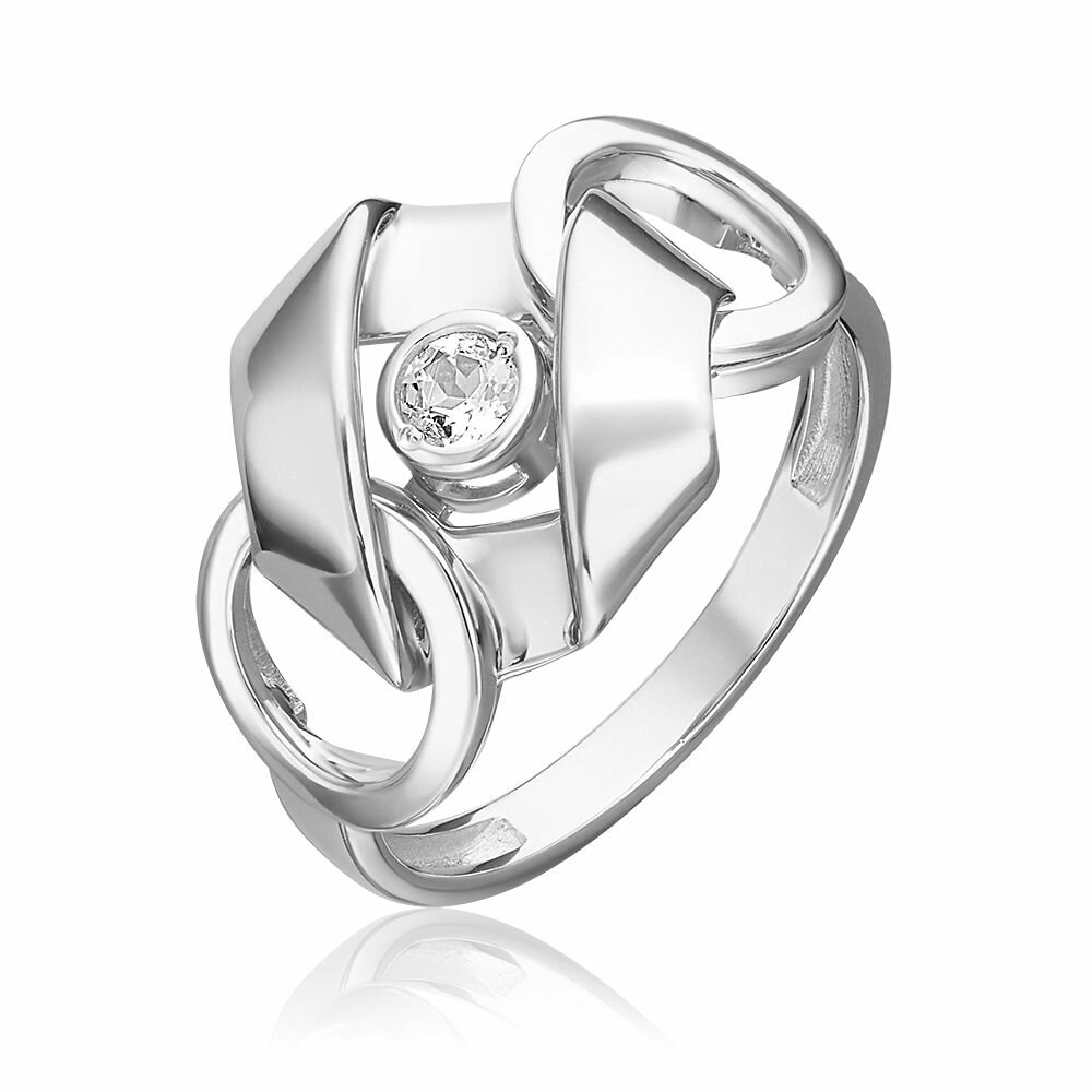 Кольцо, белое золото, 585 проба, родирование, топаз