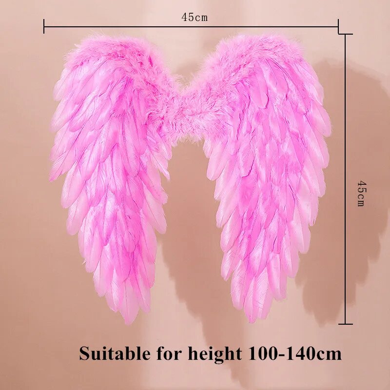 Крылья ангела с перьями MW02 Розовый, pink 45cm