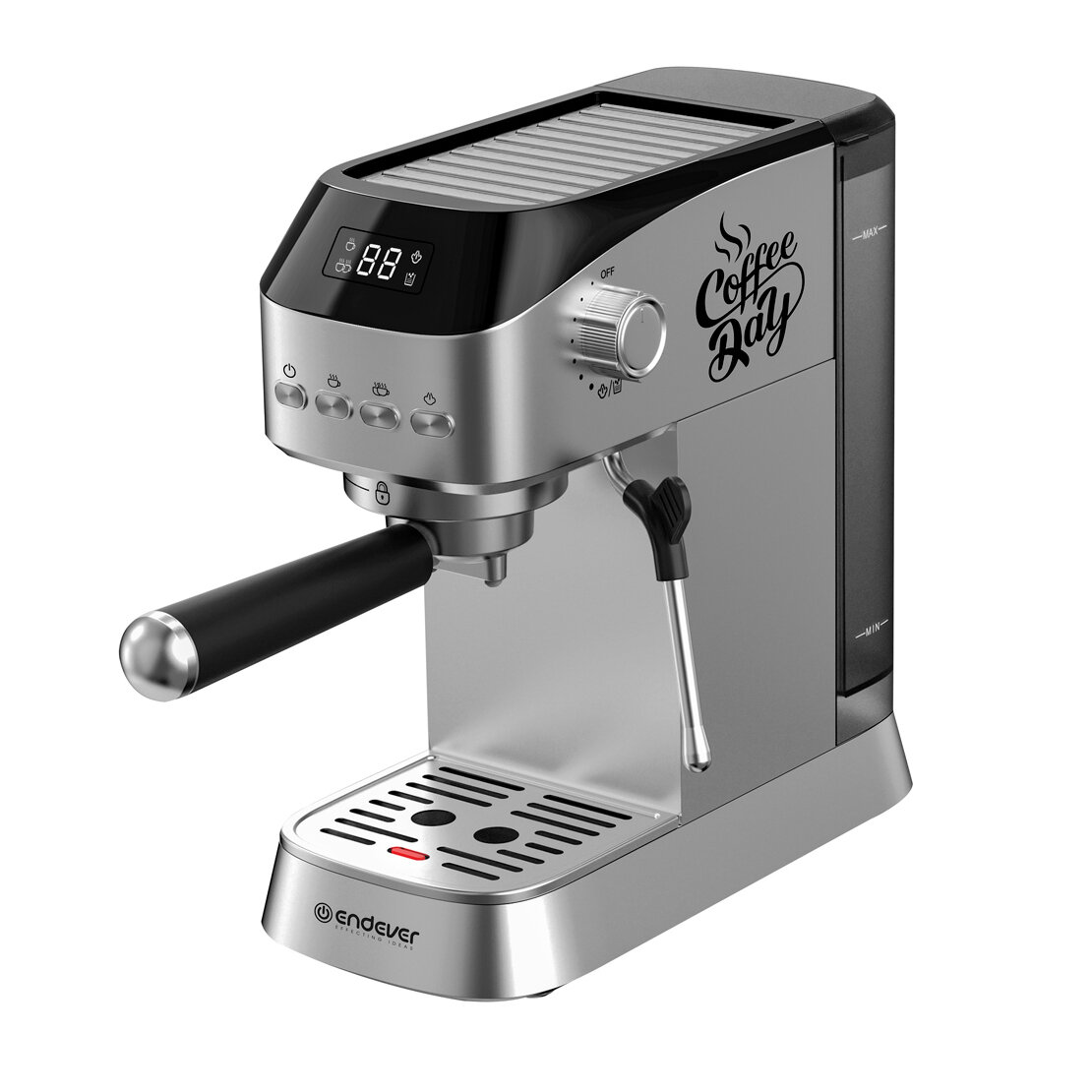 Кофеварка рожковая Endever Costa-1089, 1350 Вт, 20 бар, резервуар для воды 1.2 л, автоотключение, серебристый