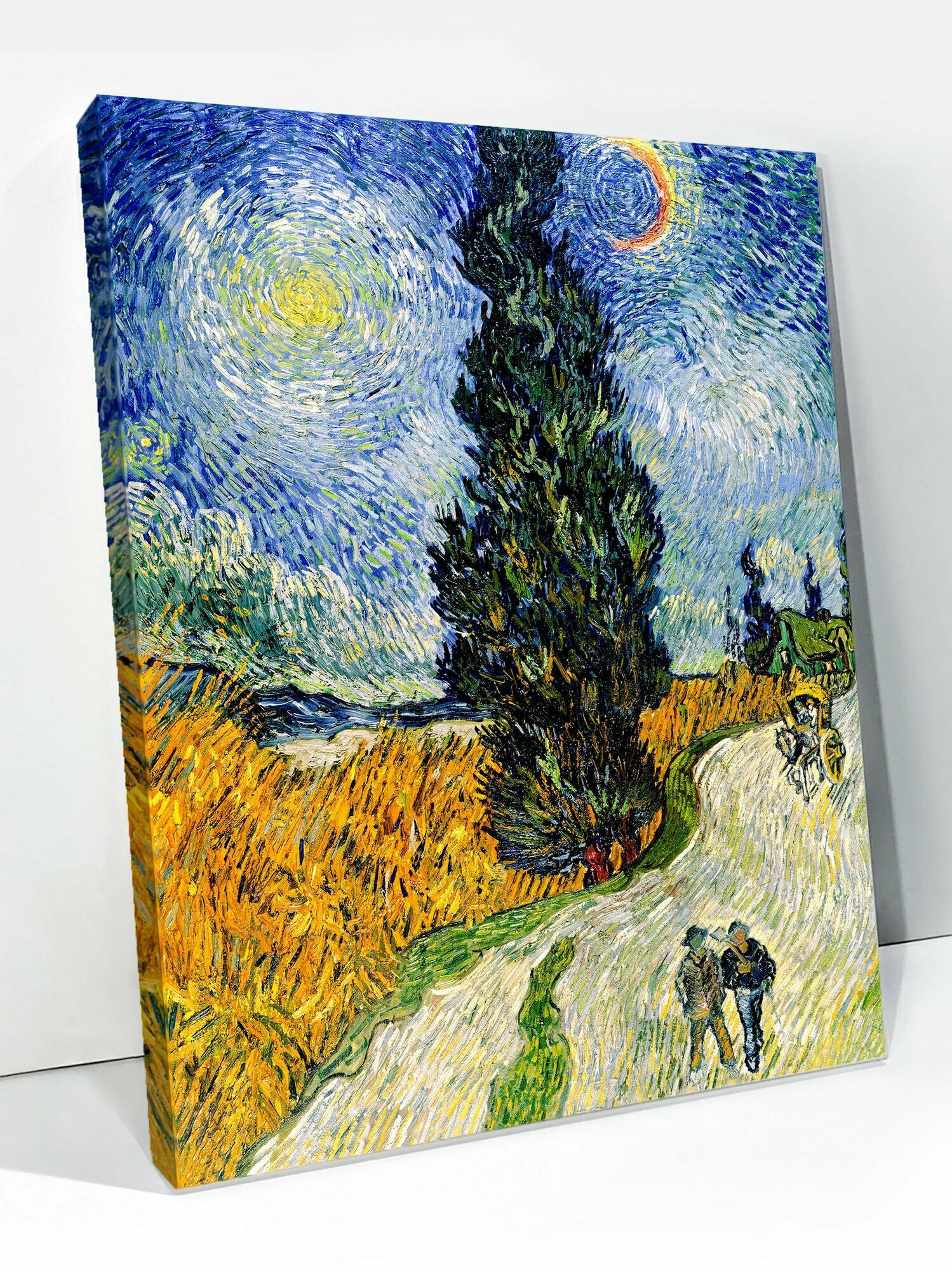 Картина Дорога с кипарисом и звездой Ван Гог - на холсте 70х55см