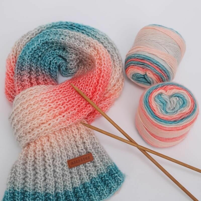 Набор для шарфа из кашемировой пряжи, градиентная пряжа, самотканый шарф, клубок пряжи, ручная вязка, DIY набор, подарок для парня