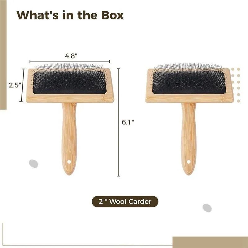 2 шт. кардочесальных машин для шерсти, 6,1 дюйма X 4,8 дюйма, большие ручные кардочесальные машины для шерсти, инструмент для смешивания войлока, щетка-пуходерка для домашних животных 1 pcs