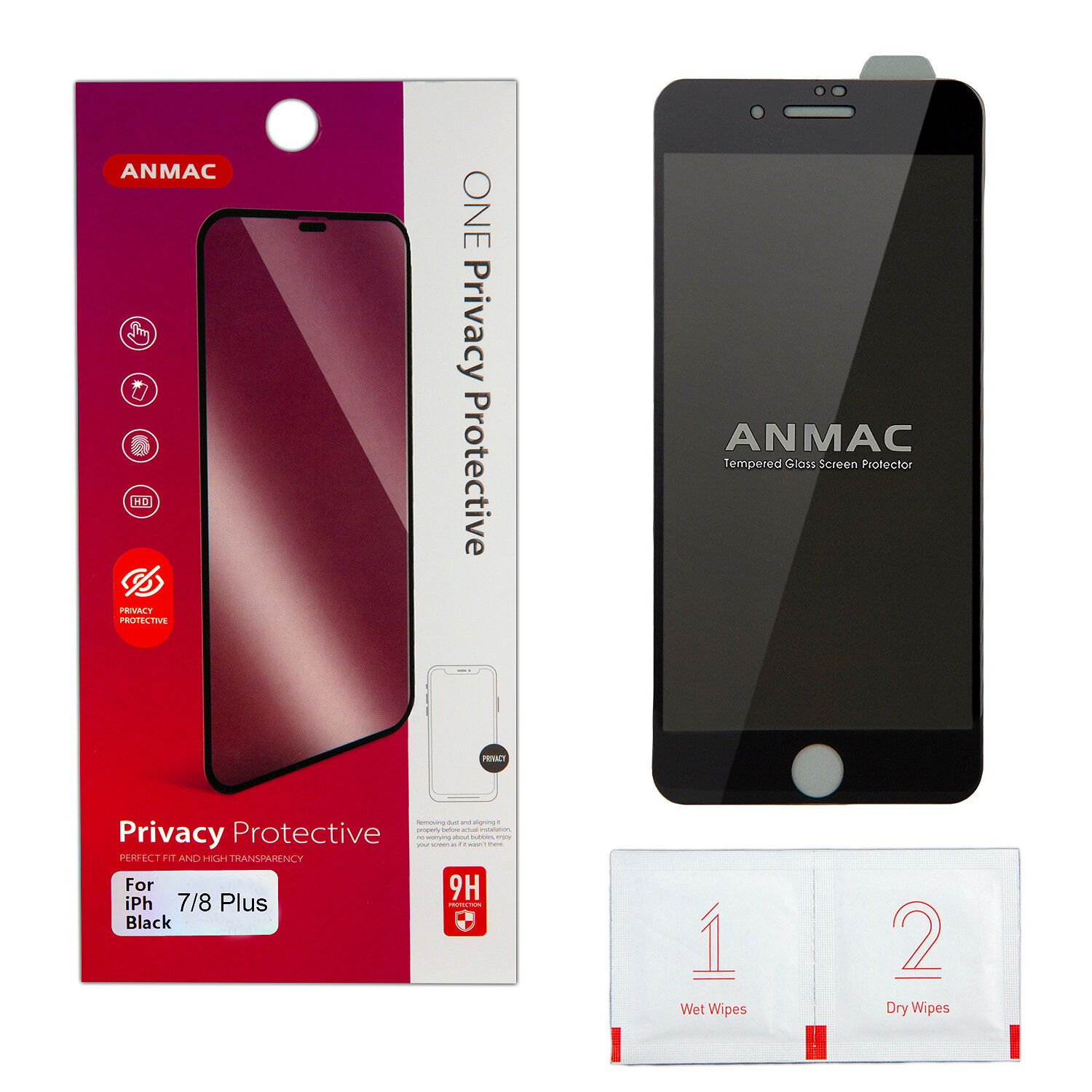 Защитное стекло iPh 7/8 Plus ANMAC Privacy черное