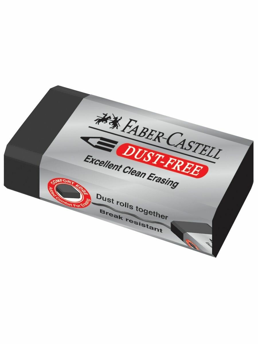 Ластик Faber-Castell "Dust-Free", прямоугольный, картонный футляр, 45x22x13мм, черный (5 шт), 187171