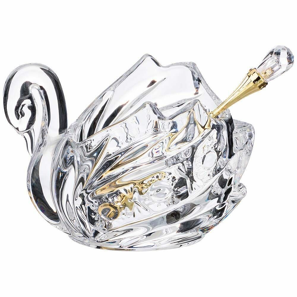 Икорница LEFARD MUZA CRYSTAL 11*7*8,5см стекло, металл, с ложкой